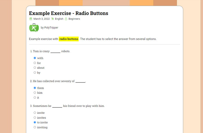 PolyTripper - FAQ - Exercises Tutorial
